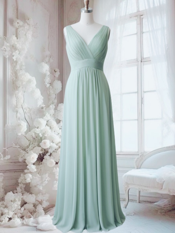 Sage Green Bridesmaid Dresses Long For Women 2025 A Line Chiffon ...