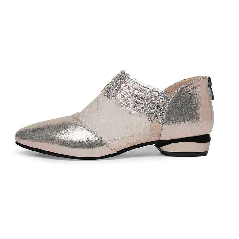 Silver Lace Trimmed Pointed Toe Womens Flats on Luulla
