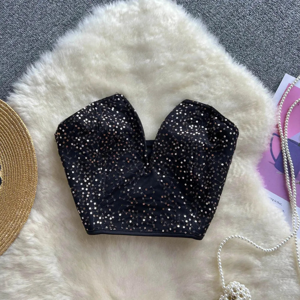 Black Sequin Tube Top For Parties on Luulla