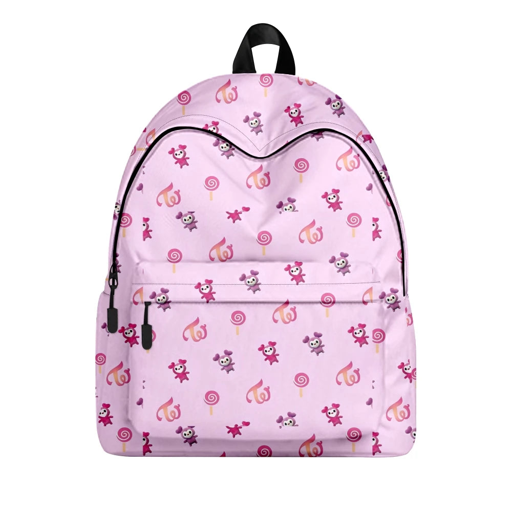 Pink Cartoon Character Print Kids Backpack on Luulla