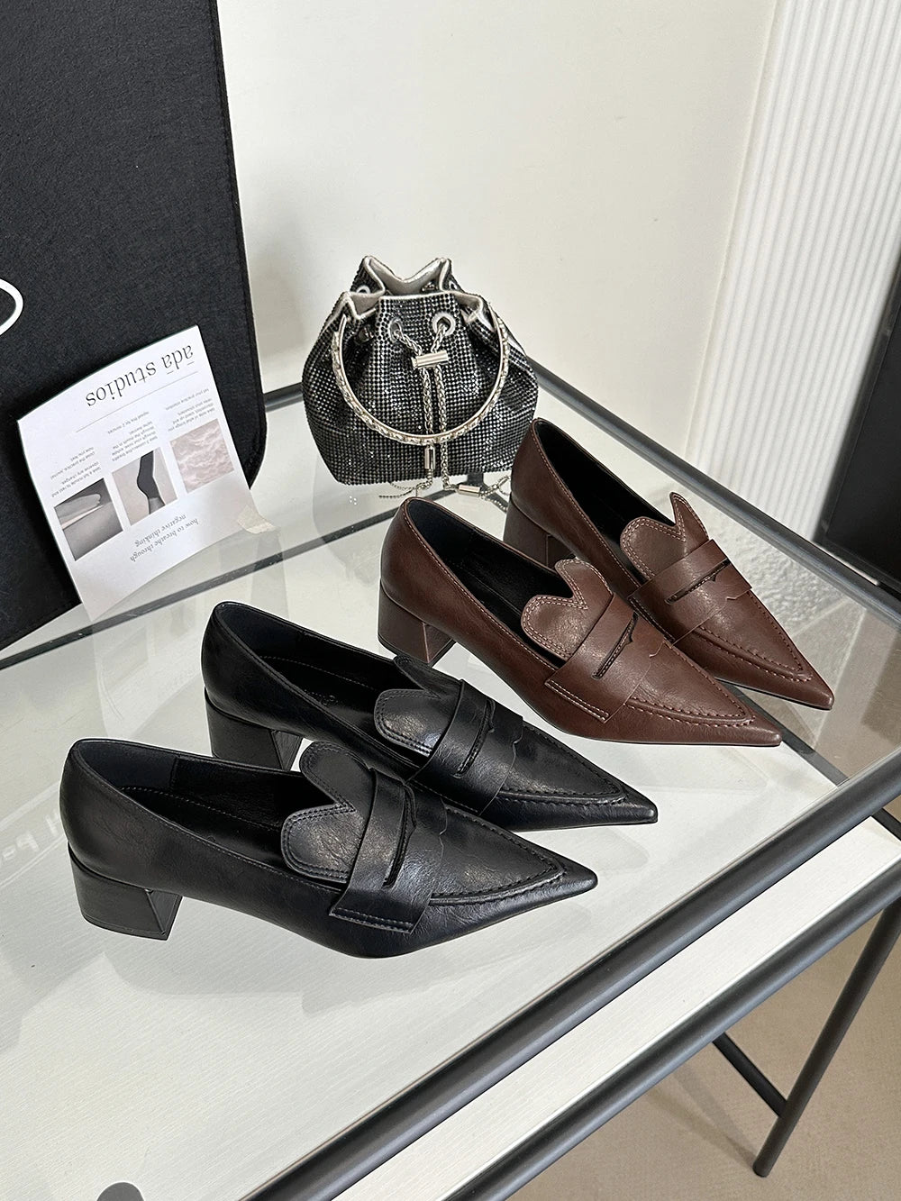 Stylish Leather Loafers With Block Heels Design on Luulla
