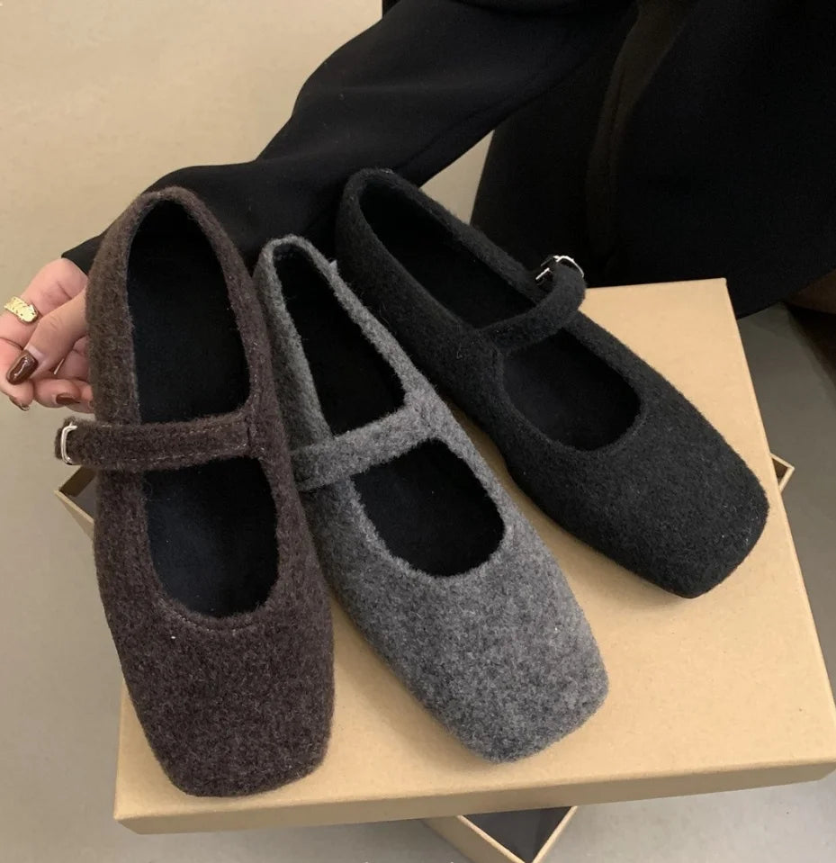 Comfortable Wool Blend Mary Jane Flats Collection on Luulla