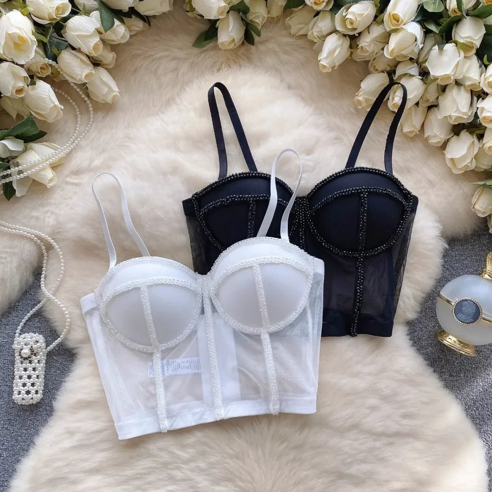 Stylish Lace Bustier Set With Adjustable Straps on Luulla