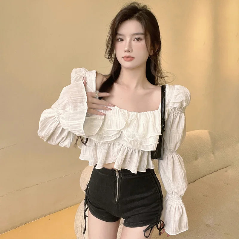 Boho Chic Ruffled Top With Puffy Sleeves on Luulla